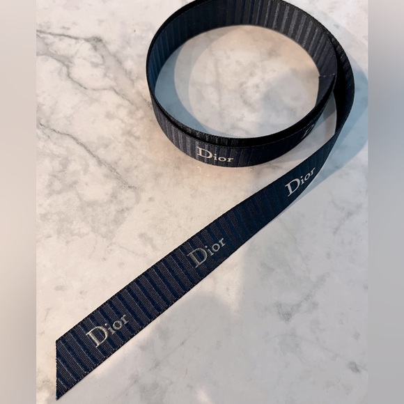 Dior | Accessories | Dior Vintage Navy Blue Woven Ribbon W Silver Dior ...